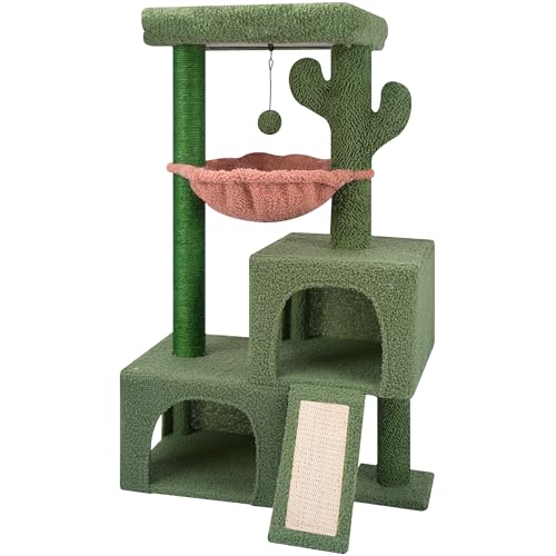 Green Cat Tree: Stylish Multi-Level Activity Center for Indoor Cats - Cats